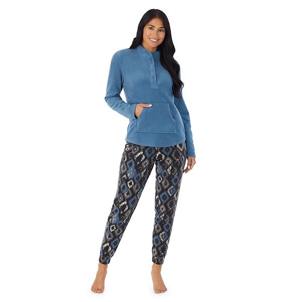 Womens Cuddl Duds Fleece Long Sleeve Pajama Top And Banded Bottom