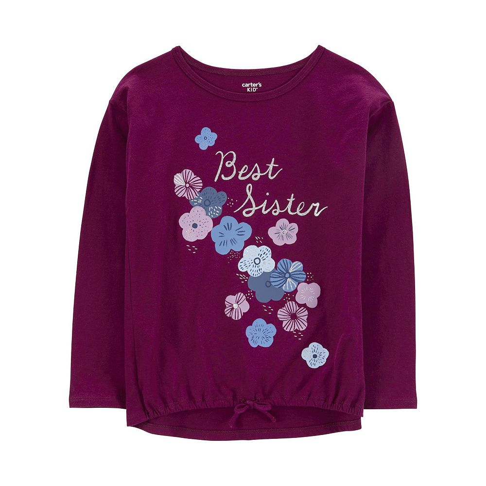 Girls 4-14 Carter's Tie Front Long Sleeve Graphic Tee
