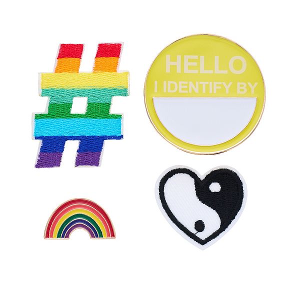 SO® "Identify By", Rainbow, Heart & Hashtag Pins & Patches Set