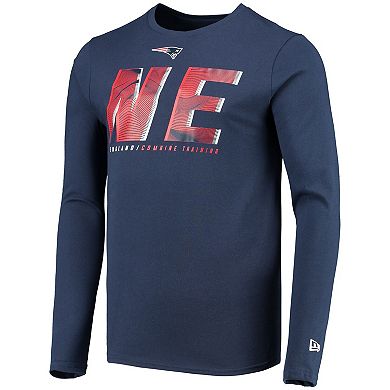 Men's New Era Navy New England Patriots Combine Authentic Static Abbreviation Long Sleeve T-Shirt