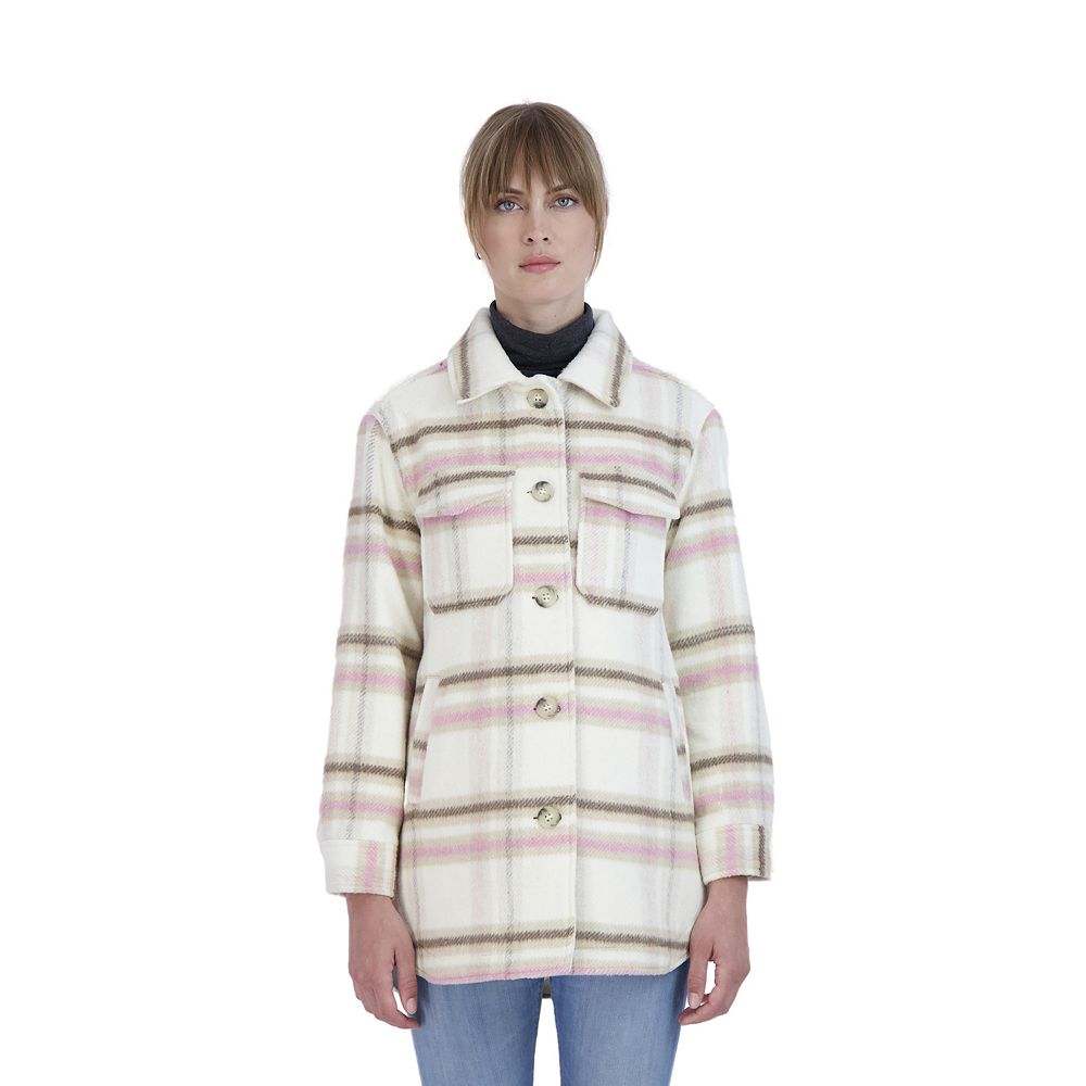 Juniors' Sebby Plaid Faux-Wool Shacket