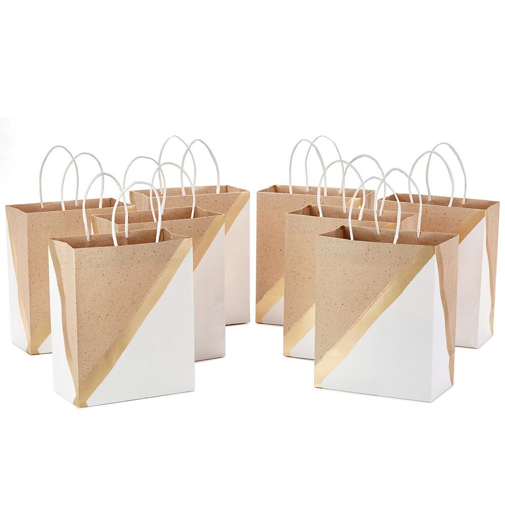 Hallmark 8-Count 9-in. Medium White & Kraft Paper Gift Bags