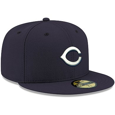 Men's New Era Navy Cincinnati Reds Logo White 59FIFTY Fitted Hat