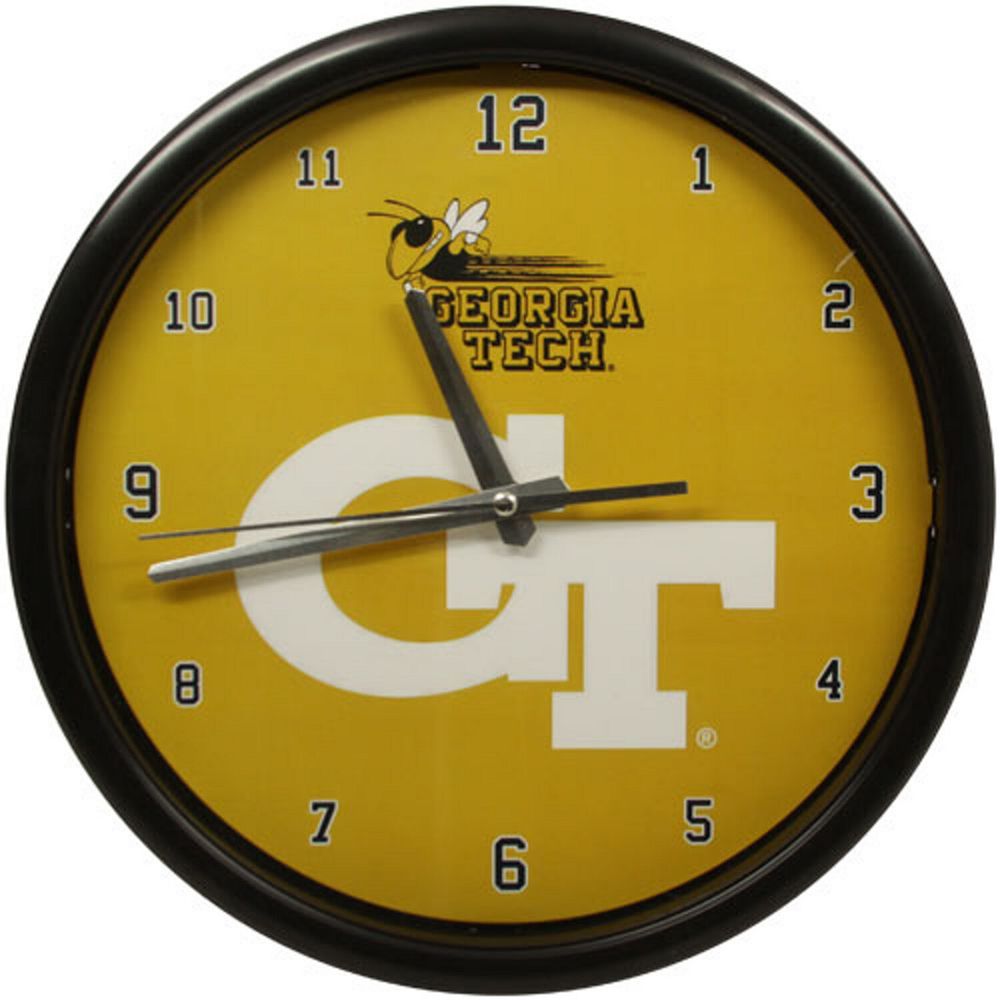 Georgia Tech Yellow Jackets Black Rim Basic Clock