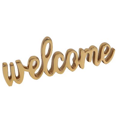 Everyday Decor Cast Metal Gold Welcome Table Decor