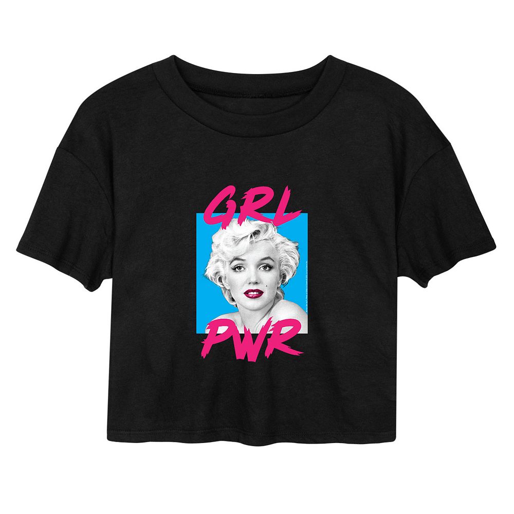 Juniors' Marilyn Monroe "Grl Pwr" Cropped Tee