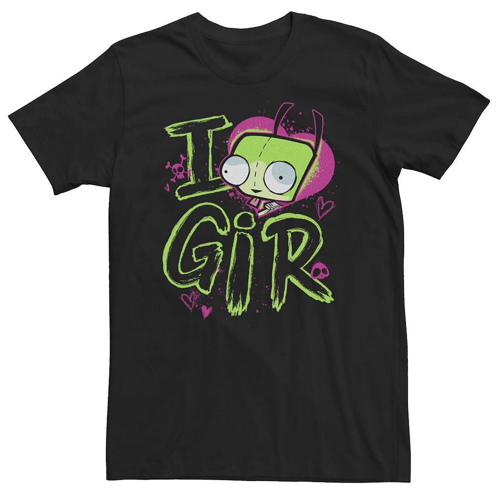 Big & Tall Invader Zim I Love Gir Head Shot Hearts Tee