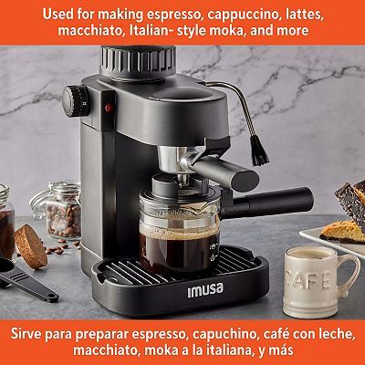 IMUSA 4 Cup Espresso Cappuccino Maker IMUSA Cafetera para Espresso y Cappuccino de 4 Tazas
