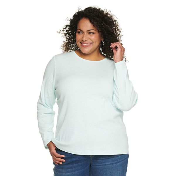 Plus Size Croft & Barrow® Essential Crewneck Long Sleeve Tee