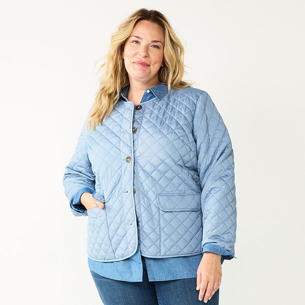 Plus Size Croft & Barrow® Quilted Snap-Front Jacket