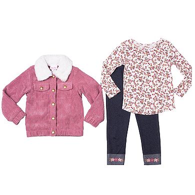 Baby Girl Little Lass Jacket, Shirt & Leggings Set