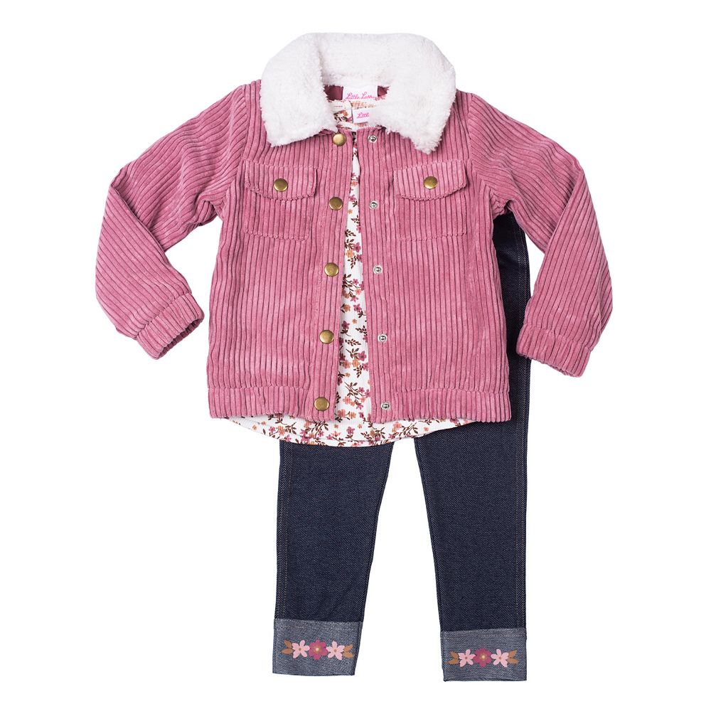 Baby Girl Little Lass Jacket, Shirt & Leggings Set