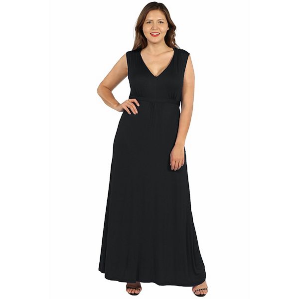 Plus Size 24seven Comfort Apparel Sleeveless Empire Waist Maxi Dress