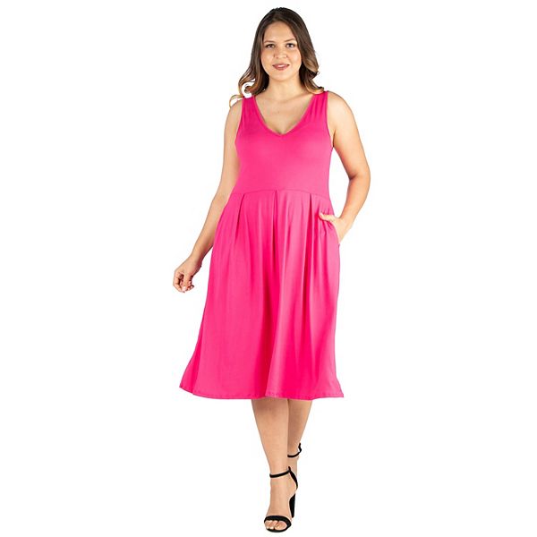 Plus Size 24seven Comfort Apparel Sleeveless Midi Fit and Flare Dress ...