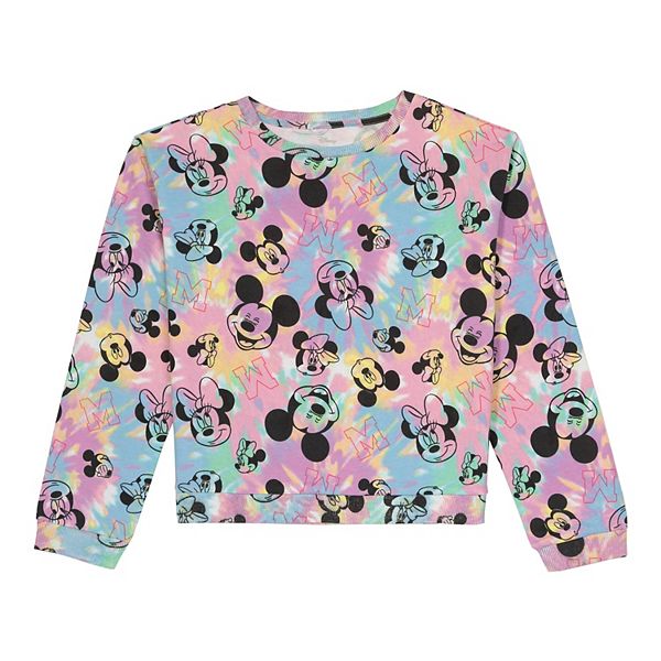 Disneys Mickey Mouse And Minnie Mouse Girls 7 16 And Plus Allover Tie Dye Tee