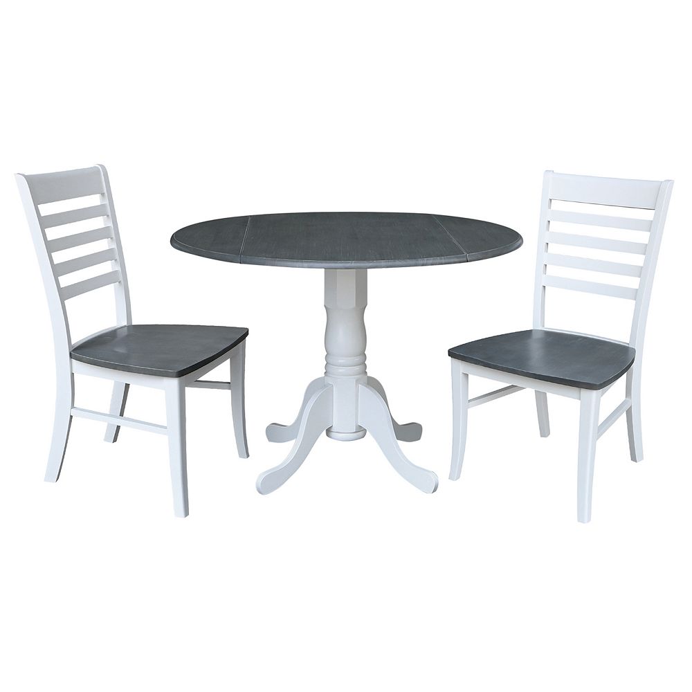 International Concepts Dual Drop Leaf Dining Table & Ladderback Chair 3 ...