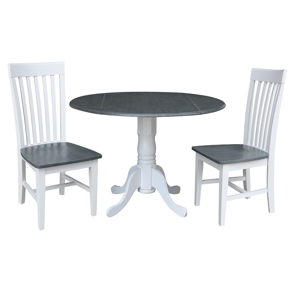 International Concepts Drop Leaf Dining Table & Slat Back Chair 3-piece Set