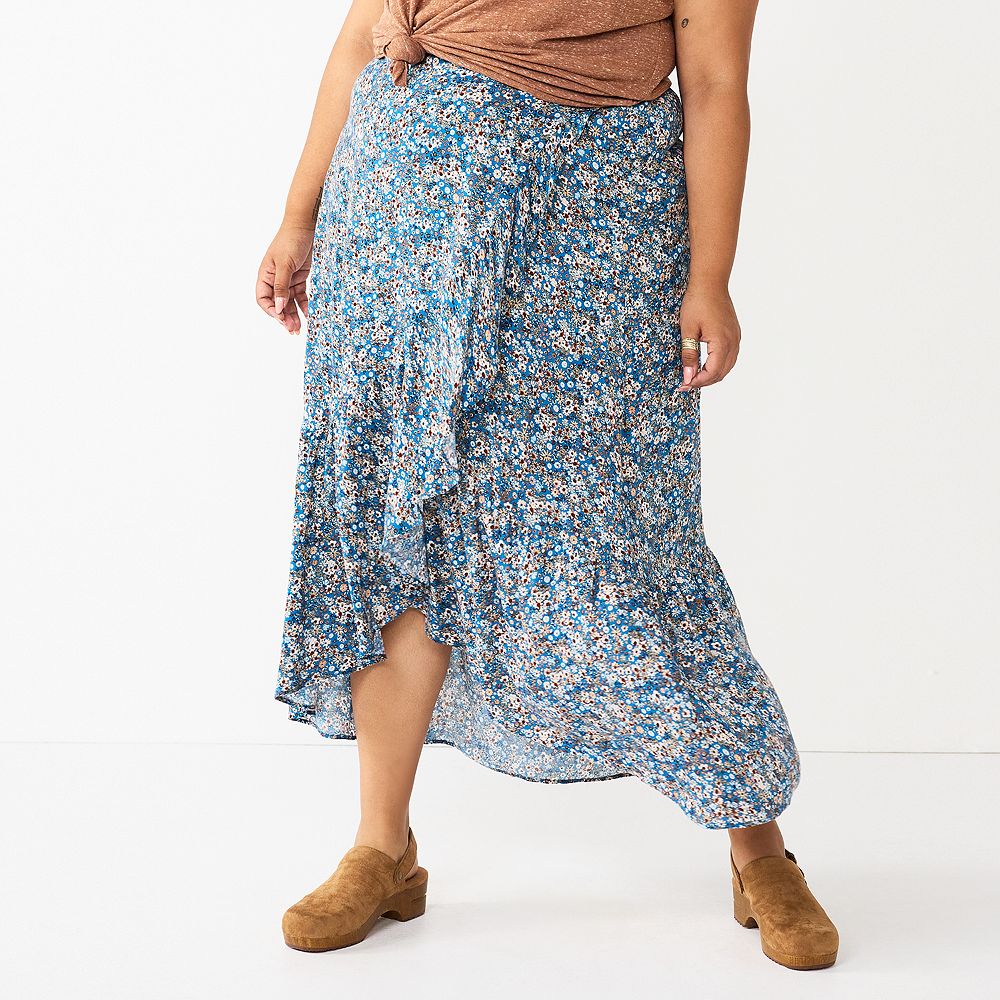 Plus Size Sonoma Goods For Life® Wrap Ruffle Maxi Skirt