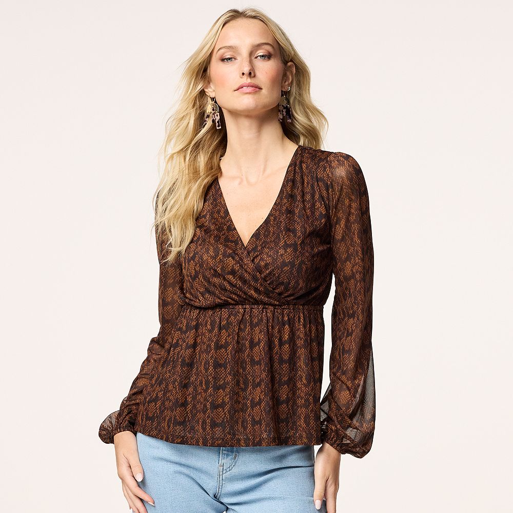 Women's INTEMPO Surplice Faux-Wrap Top