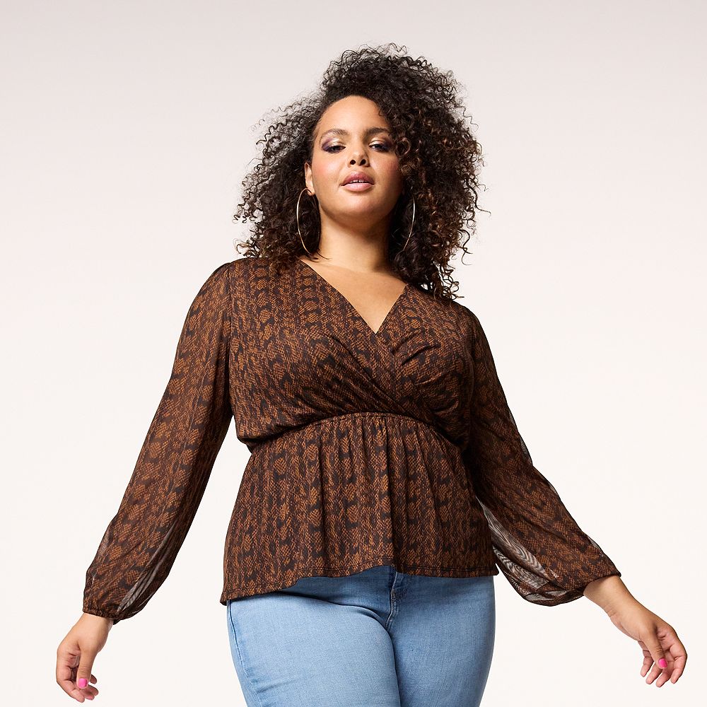 Plus Size INTEMPO Surplice Faux-Wrap Top
