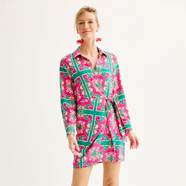 Women's INTEMPO Faux-Wrap Shirt Dress