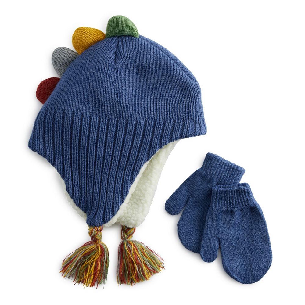 Baby / Toddler Capelli Marled Dinosaur Trapper Hat & Mittens Set