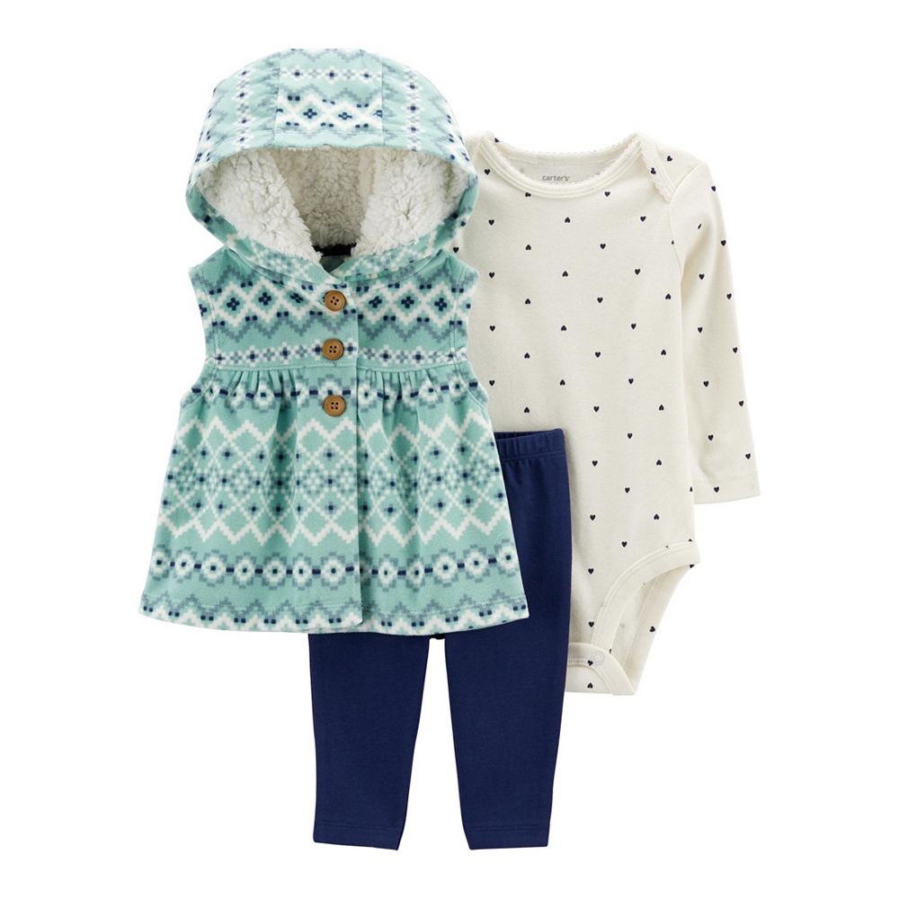 Baby Girl Carter's Vest, Bodysuit & Leggings Set