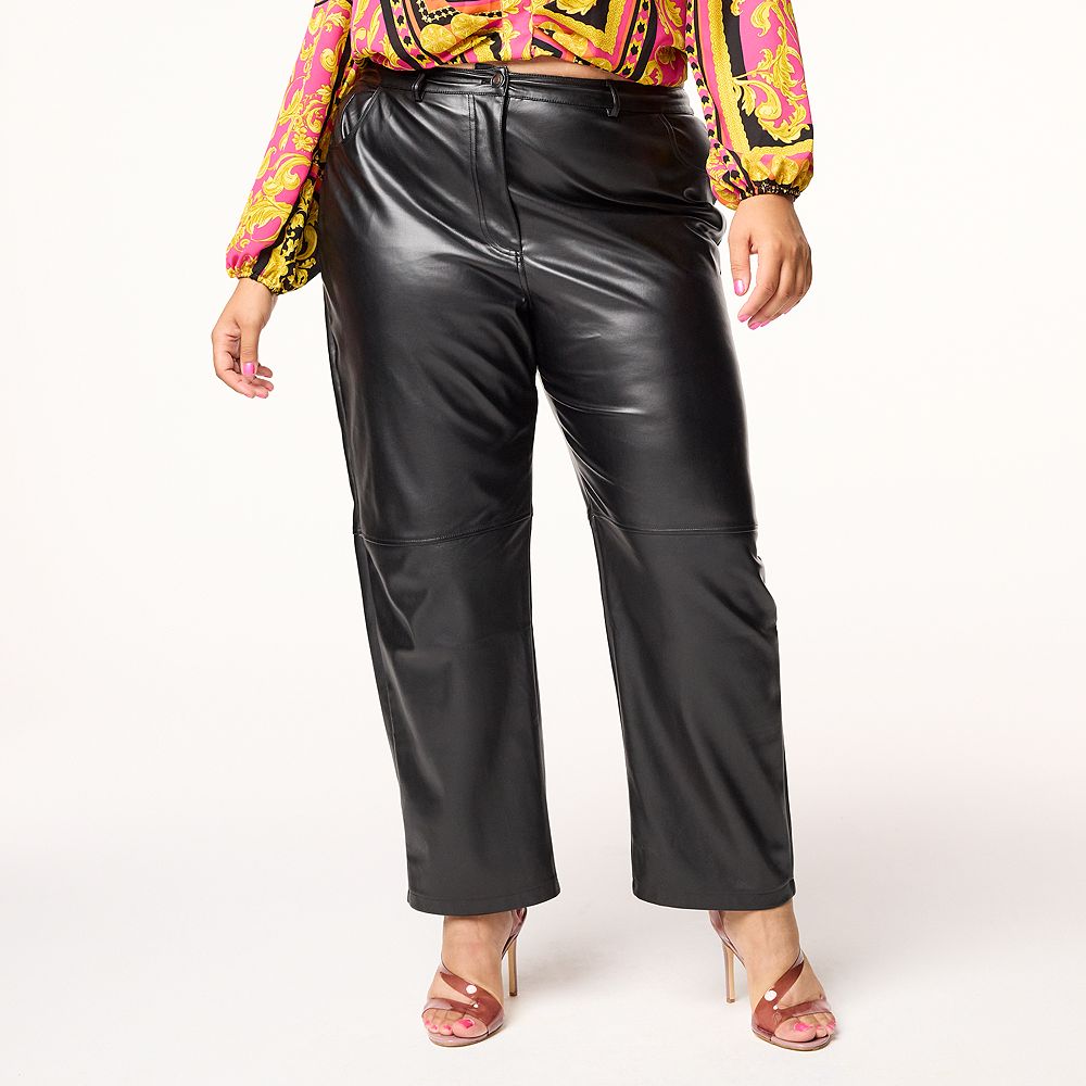 Plus Size INTEMPO Straight-Leg Pleather Pants