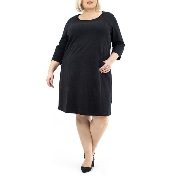 Plus Size Nina Leonard Pocketed Trapeze Dress