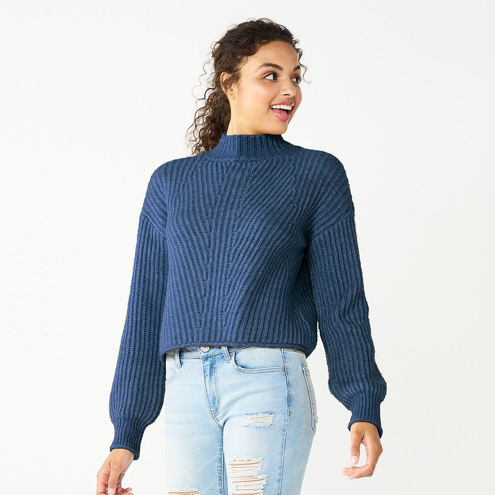Juniors' SO® Ribbed Mockneck Sweater