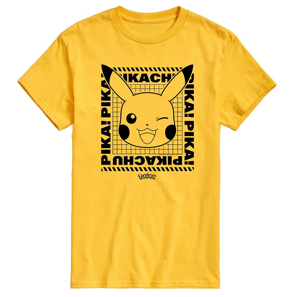 Men's Pokemon Pika Face Grid Tee
