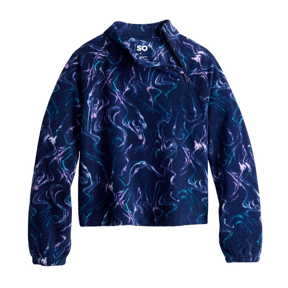 Girls 7-16 SO Micro fleece raglan quarter zip