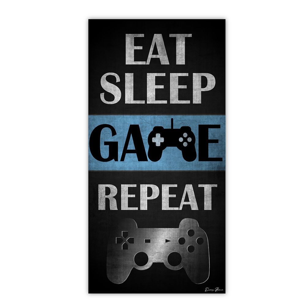 Courtside Market Eat Sleep Repeat Game Blue Canvas Art Wall Decor