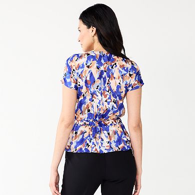 Women's Nine West Short Sleeve Peplum Wrap Top