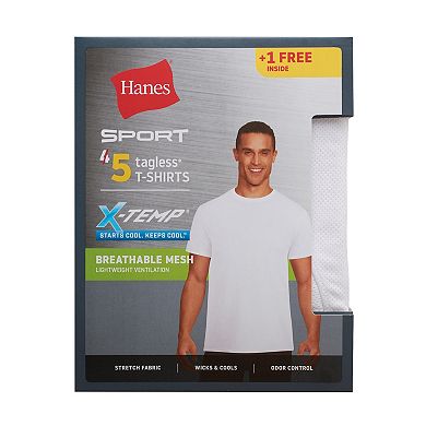 Men's Hanes Ultimate® 4 pack + 1 Bonus X-Temp™ Mesh Crewneck Tee