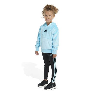 Girls 4-6x adidas 2-Piece Silken Fleece Hooded Pullover & Leggings Set