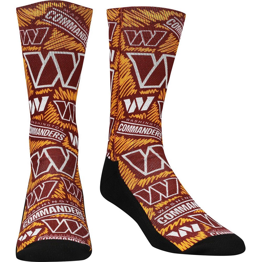 Youth Rock Em Socks Burgundy Washington Commanders Logo Sketch Crew Socks