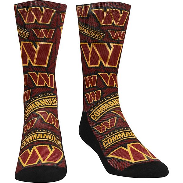 Youth Rock Em Socks Black Washington Commanders Logo Sketch Crew Socks