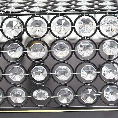 Elegant Designs 12 Inch Elipse Crystal 2 Light Square Ceiling Flush Mount, Restoration Bronze