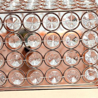 Elegant Designs 12 Inch Elipse Crystal 2 Light Square Ceiling Flush Mount, Rose Gold