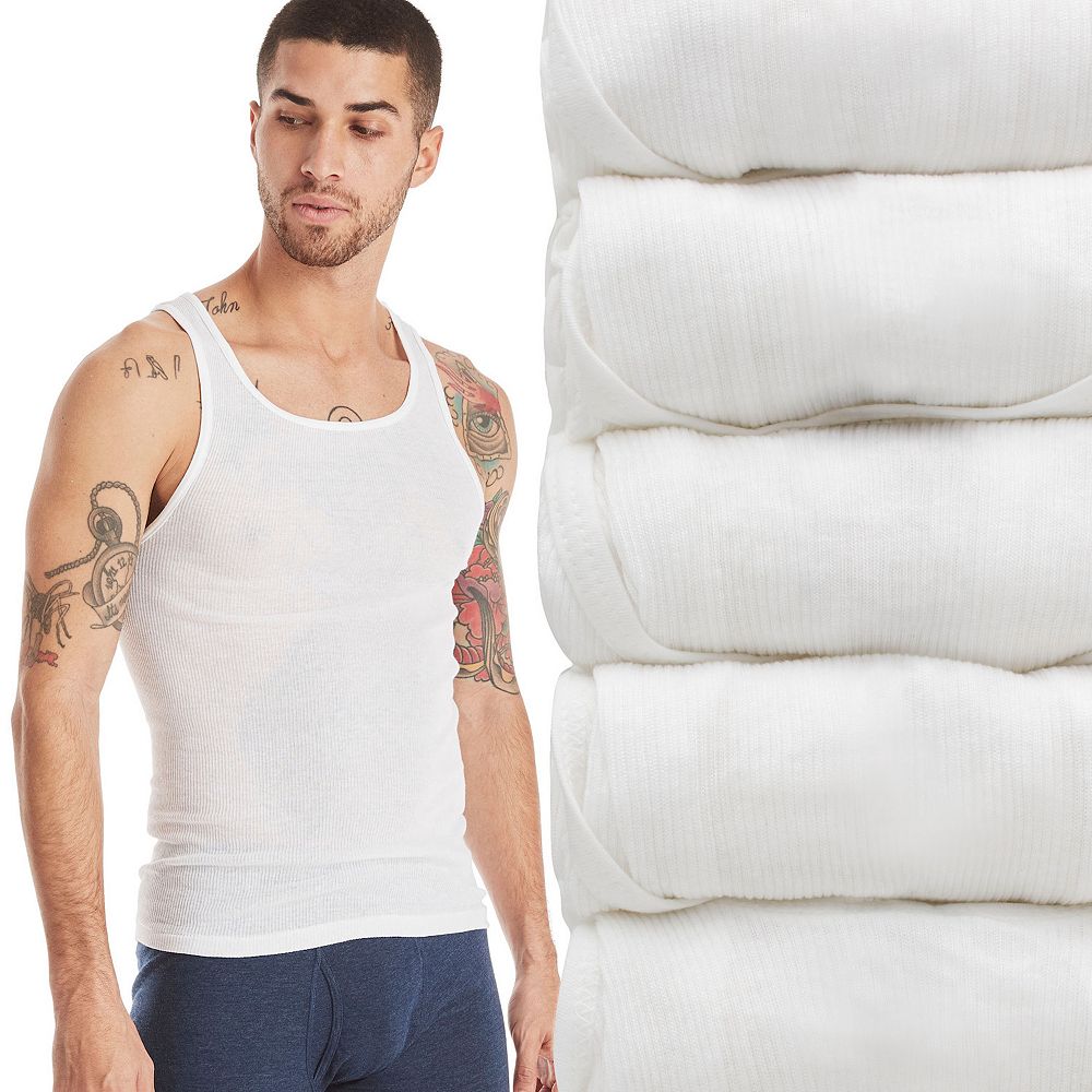 Hanes Ultimate 5 Pack Mens Comfortsoft Cotton Blend Tank Top Undershirt