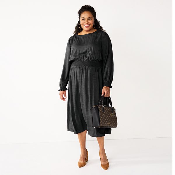 Plus Size Croft & Barrow® Midi Smocked Waist Dress