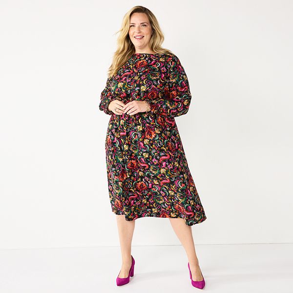 Plus Size Croft & Barrow® Midi Smocked Waist Dress