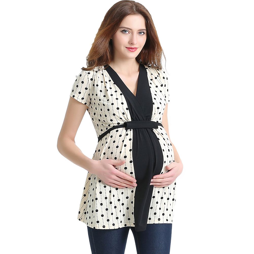 Maternity Pokkori Polka-Dot Nursing Top