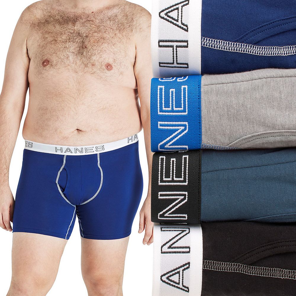 Big & Tall Hanes® 4 Pack Big Men's Ultimate Stretch Cotton Boxer Brief ...