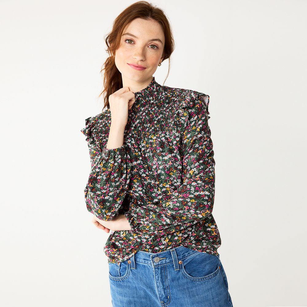 Women's DRAPER JAMES RSVP™ Mini Floral Ruffled Blouse