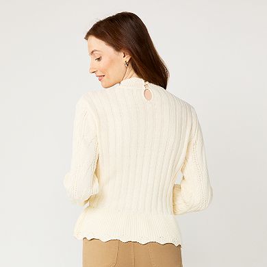 Women's DRAPER JAMES RSVP™ Knitted Ruffled Sweater