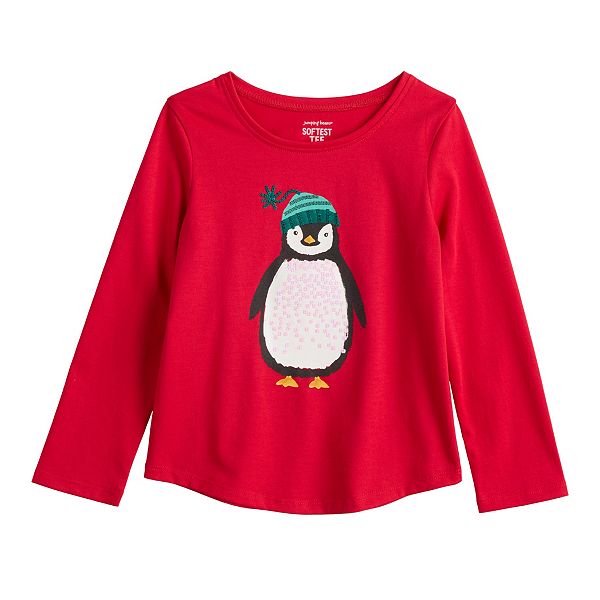 Toddler Girl Jumping Beans® Long Sleeve Shirttail Hem Holiday Graphic Tee