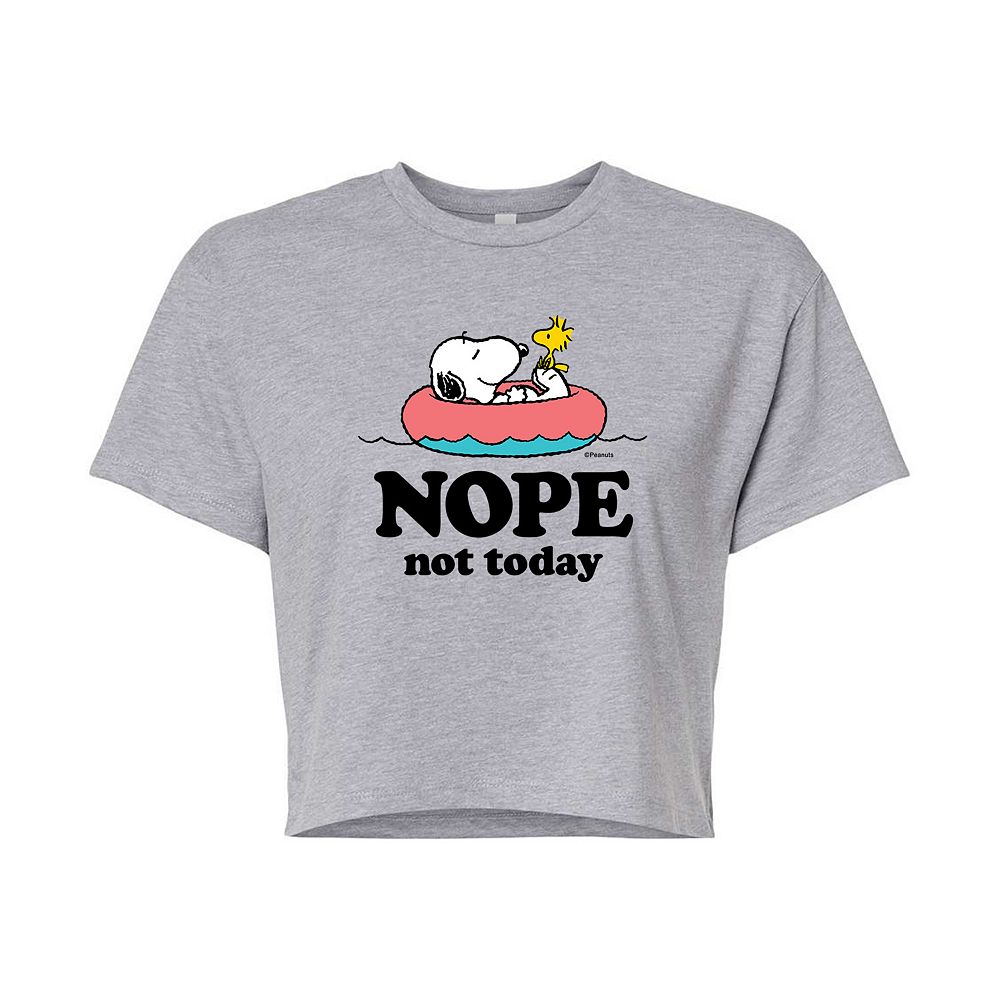 Juniors' Peanuts Snoopy "Nope Not Today" Cropped Graphic Tee