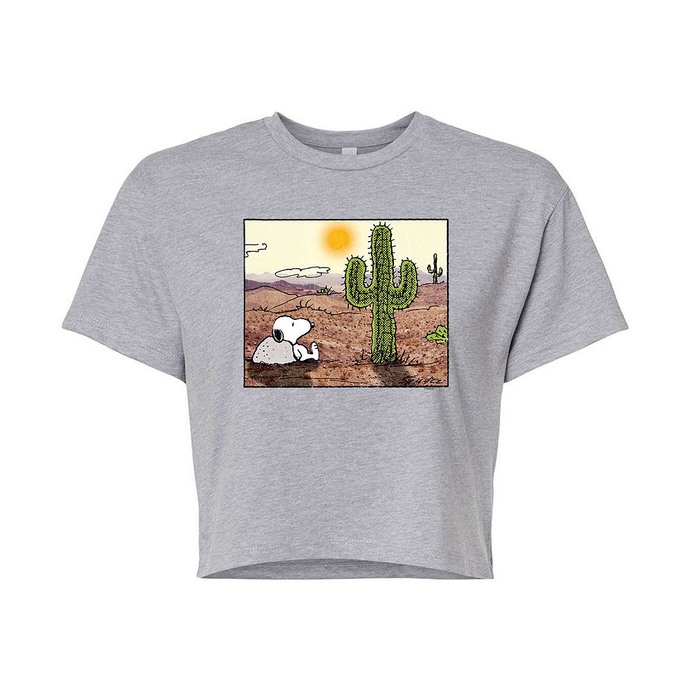 Juniors' Peanuts Snoopy Desert Sun Cropped Graphic Tee